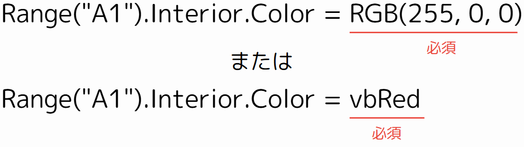 Excel VBAでセルの色を変更・取得・塗りつぶしなしを設定する方法